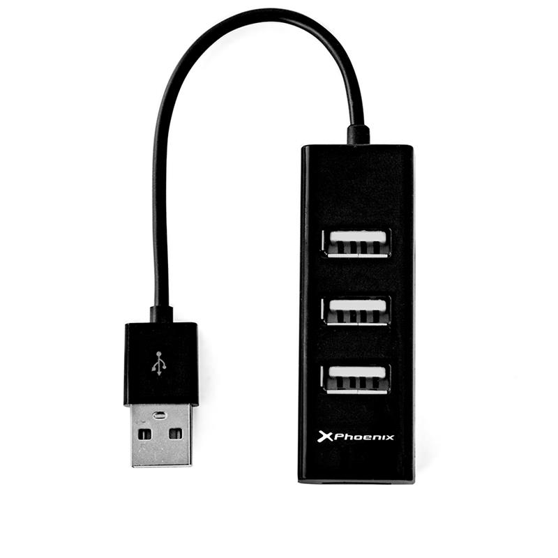 HUB USB PHOENIX 4 PUERTOS USB 2.0 BLACK - Todo en informática